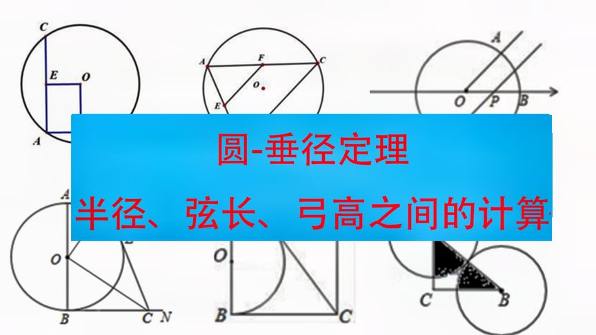 初中九年级数学圆-垂径定理弦半径弓高之间的计算,简单必考哦