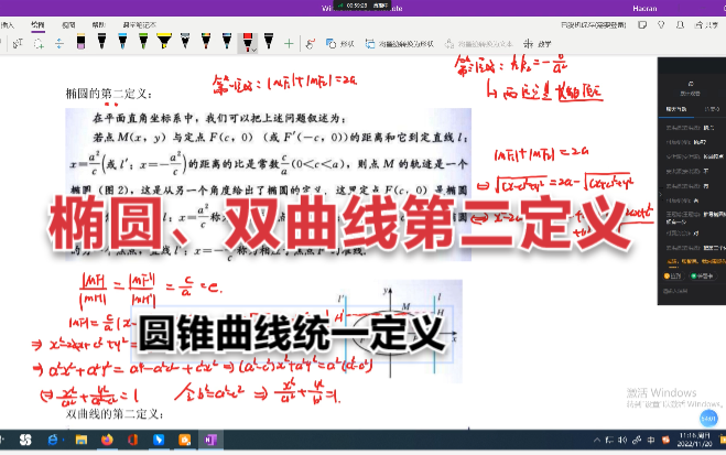 11.20:椭圆、双曲线第二定义及其圆锥曲线的统一定义