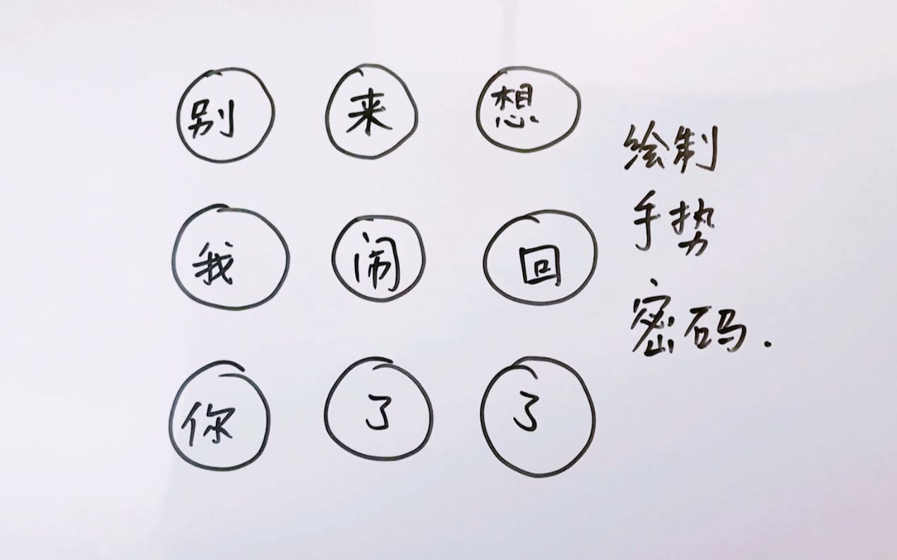 用这9个字,绘制手势密码,你会怎么绘制呢?