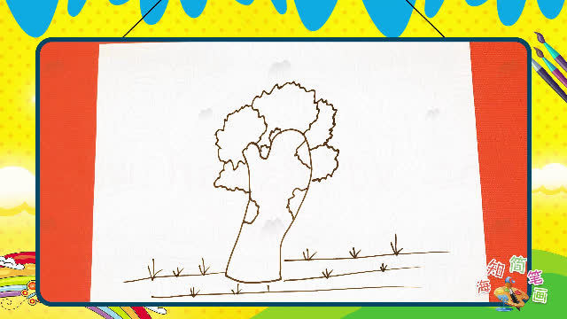 手绘植物花卉简笔画之画卡通梧桐树