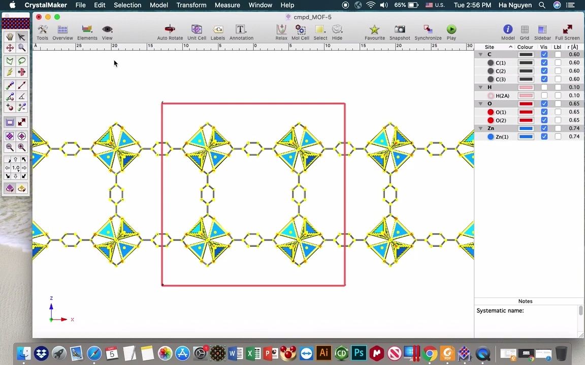 [Crystalmaker for MOFs] 第二课 显示,隐藏结构以及孔隙的显示