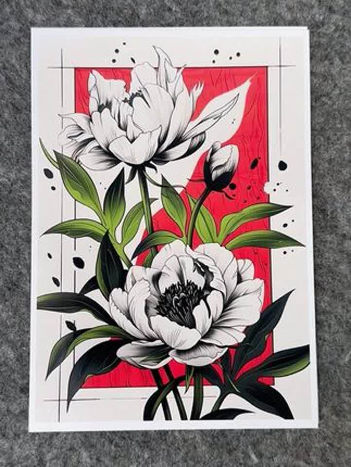 花卉线描装饰画,能画出这么流畅优美的线条,可不简单啊