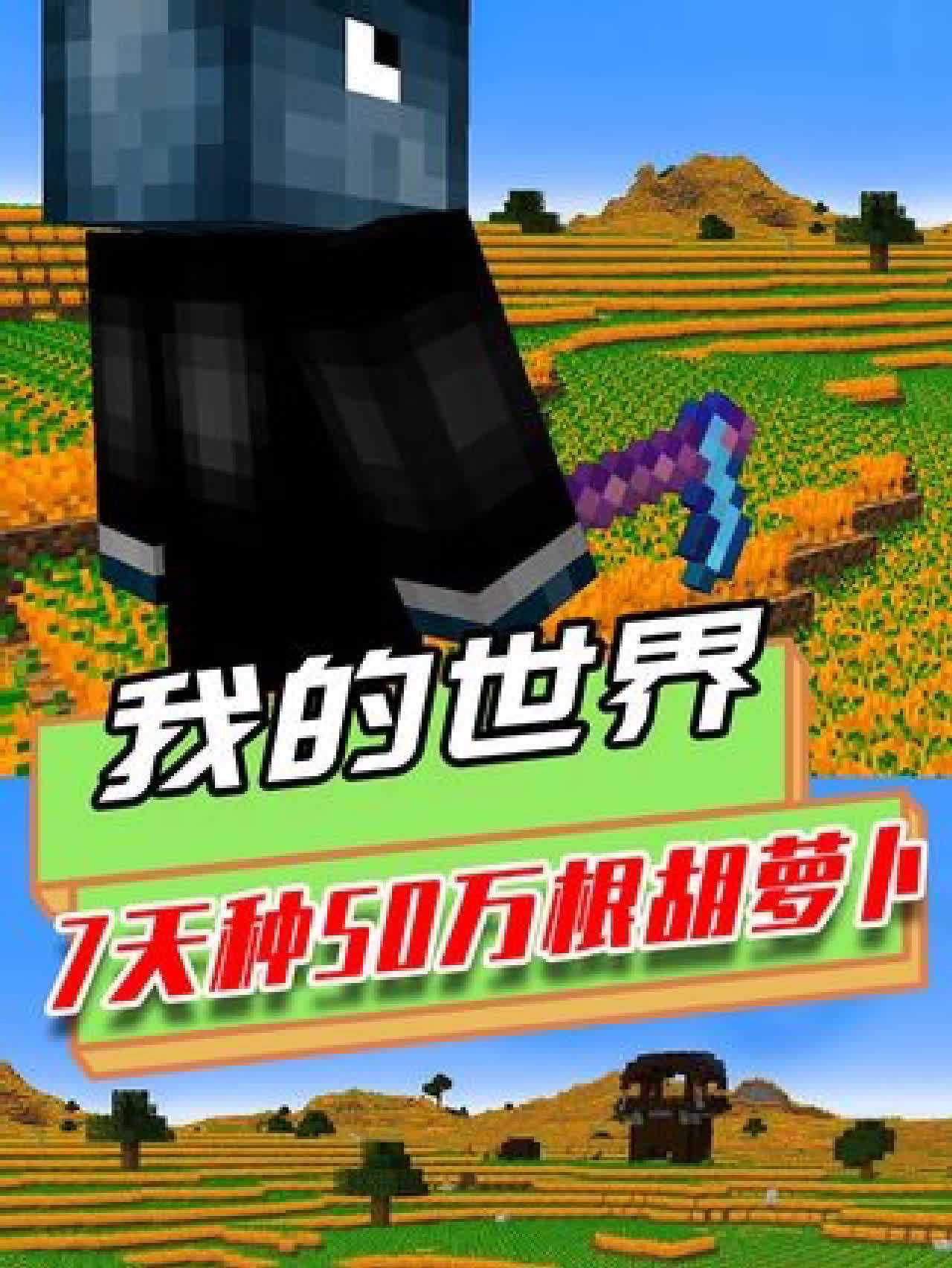 我的世界:7天种50万根胡萝卜!笑死,比卷玩家还没输过