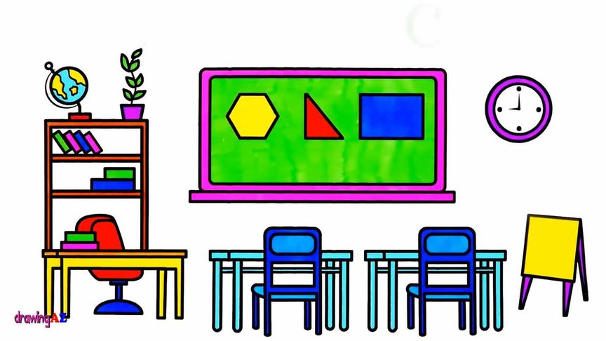 学龄前儿童早教绘画视频教程,教孩子们绘制一个教室