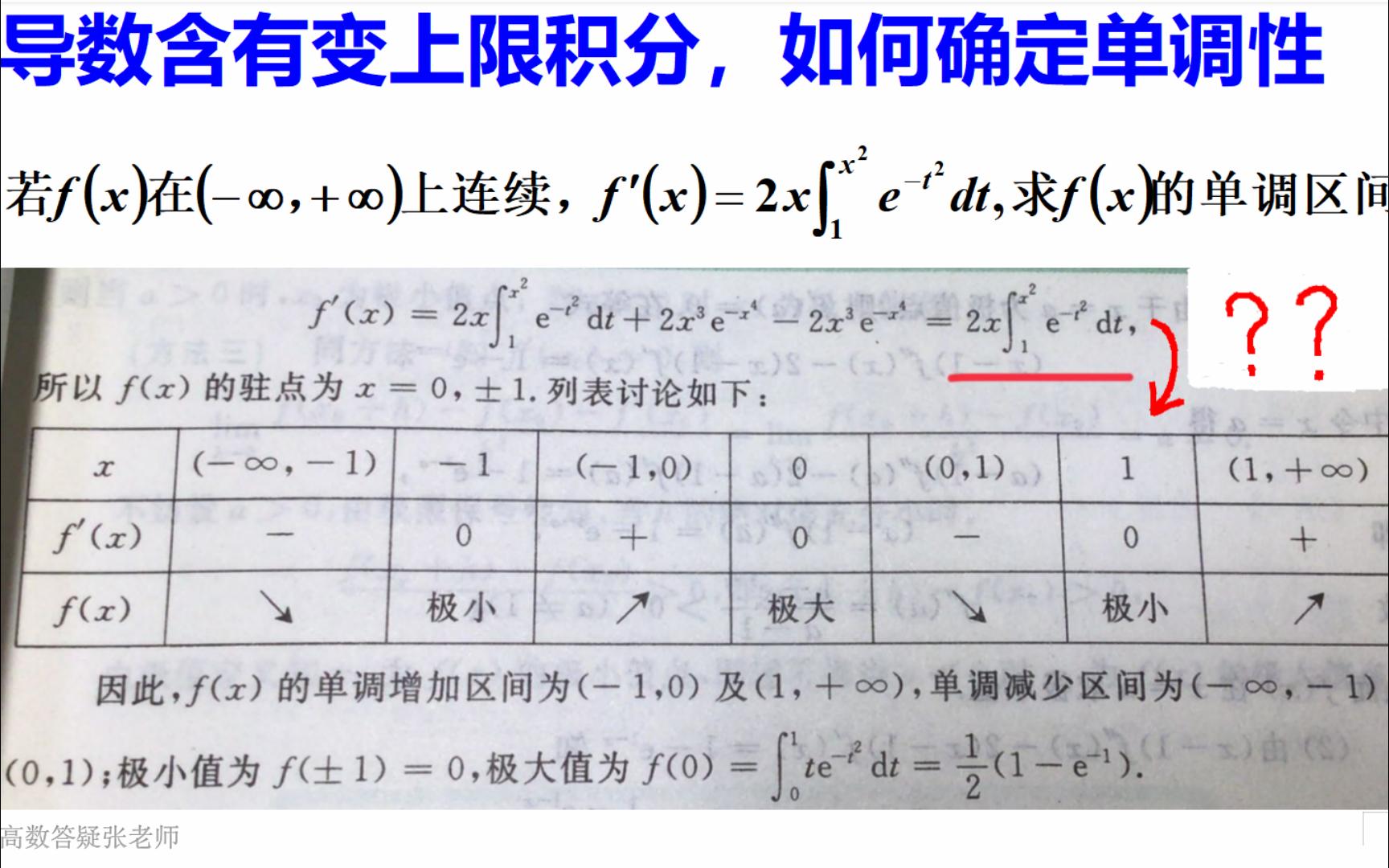 ...含有变上限积分时,如何确定单调区间?(充分利用定积分的不等式性)