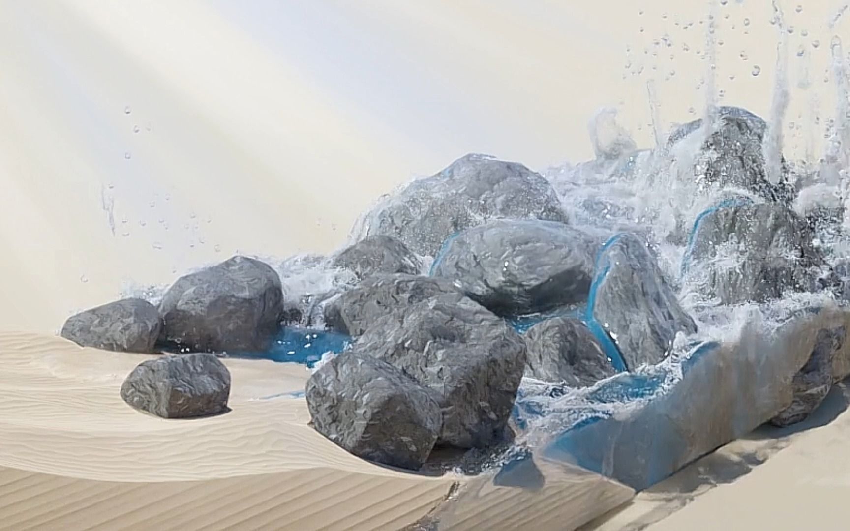 【blender 3.2】沙滩&海浪&礁石 制作周期3天