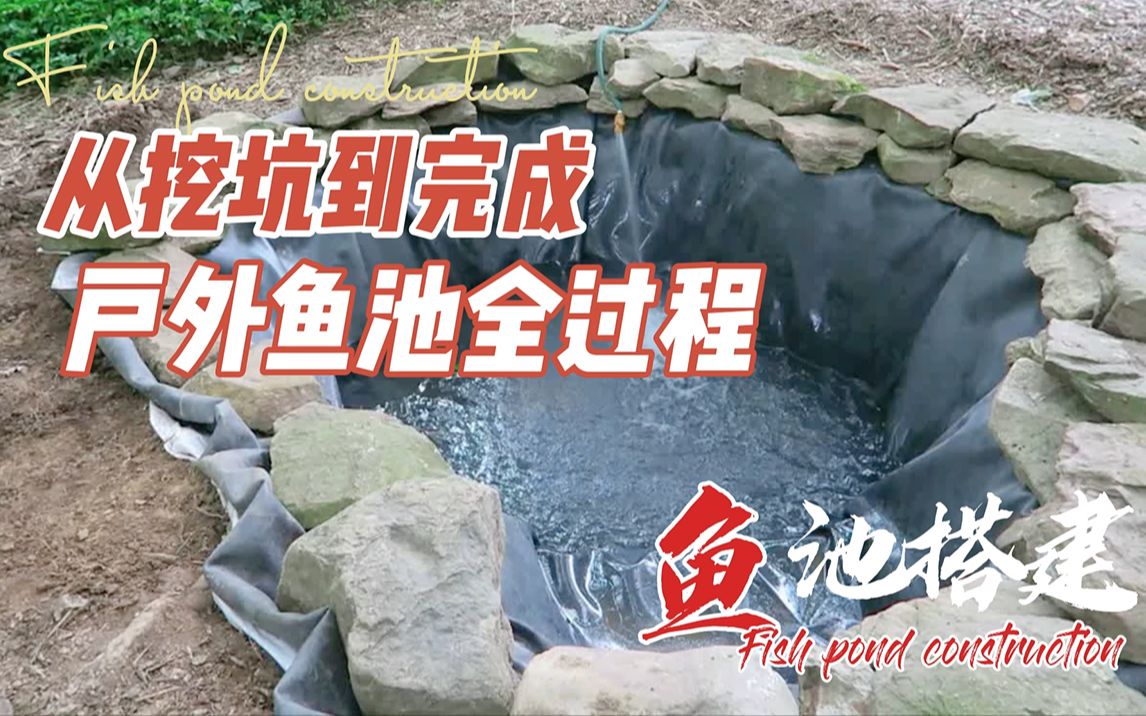 从挖坑到建造完成,简易户外鱼池建造全过程