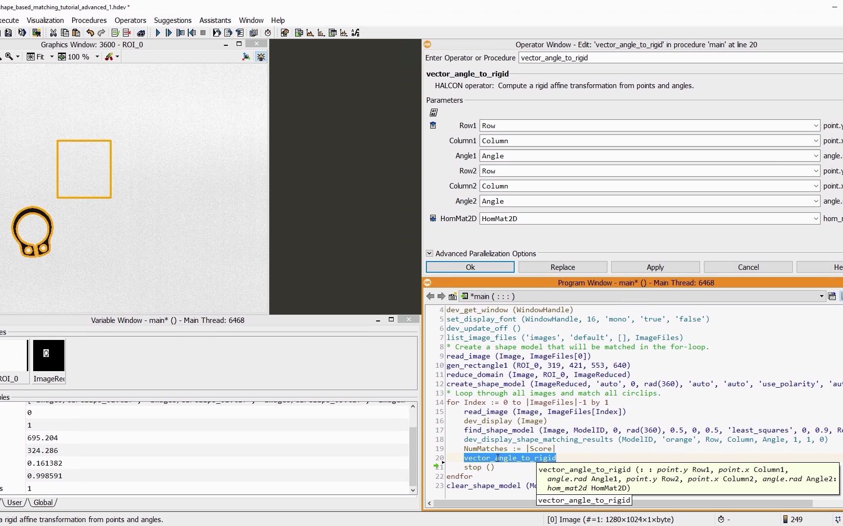 MVTEC HALCON 基于形状的匹配 3:处理结果,对齐 ROI 或图像