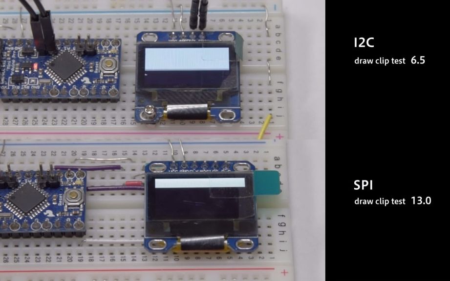 Arduino SPI vs I2C 刷OLED对比