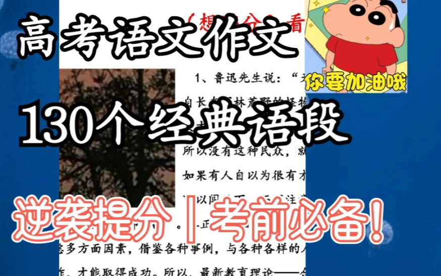 高中语文130个经典语段,神一样的作文素材!背就完了!