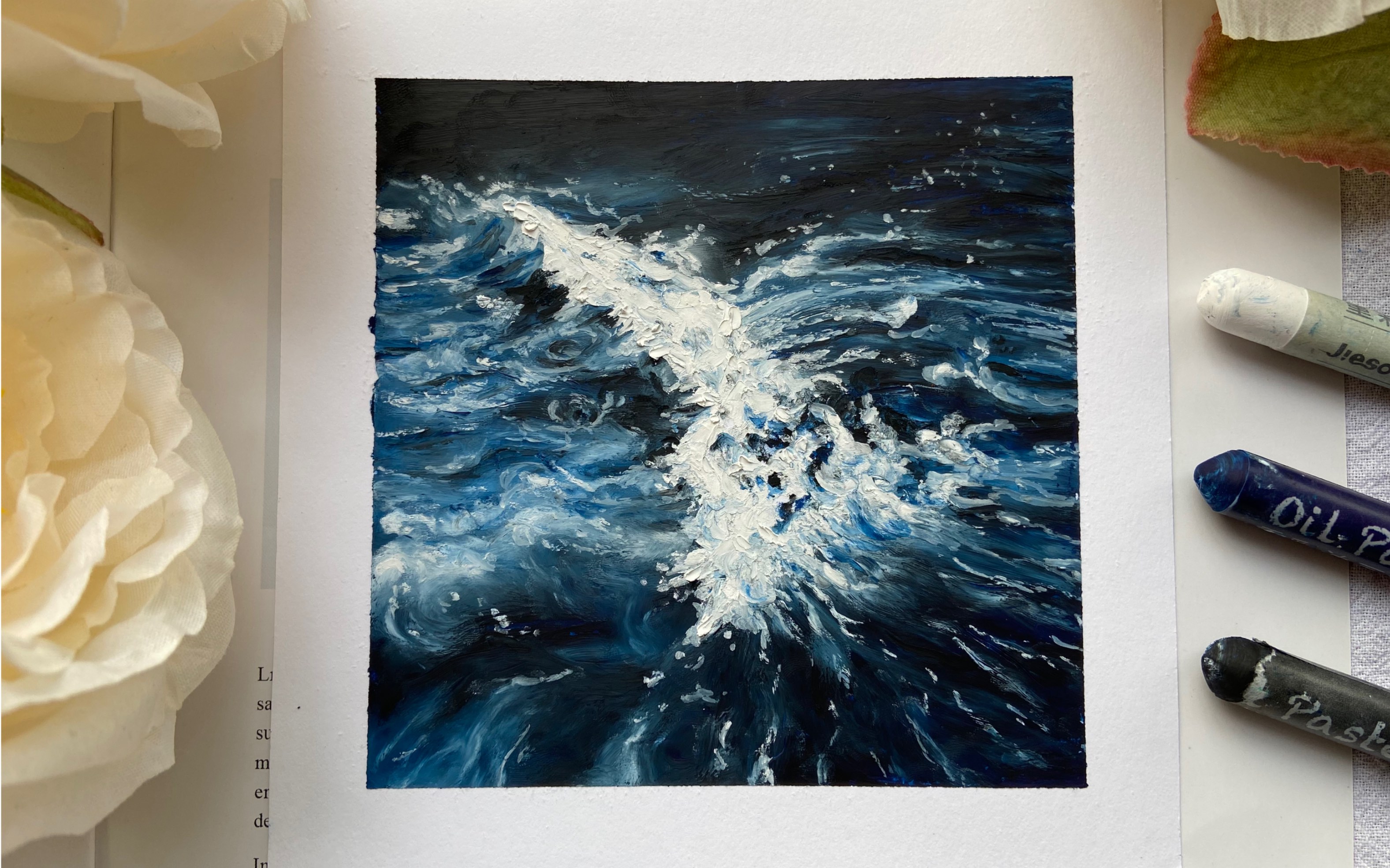 【油画棒画】暗海(绘画过程附色号图)