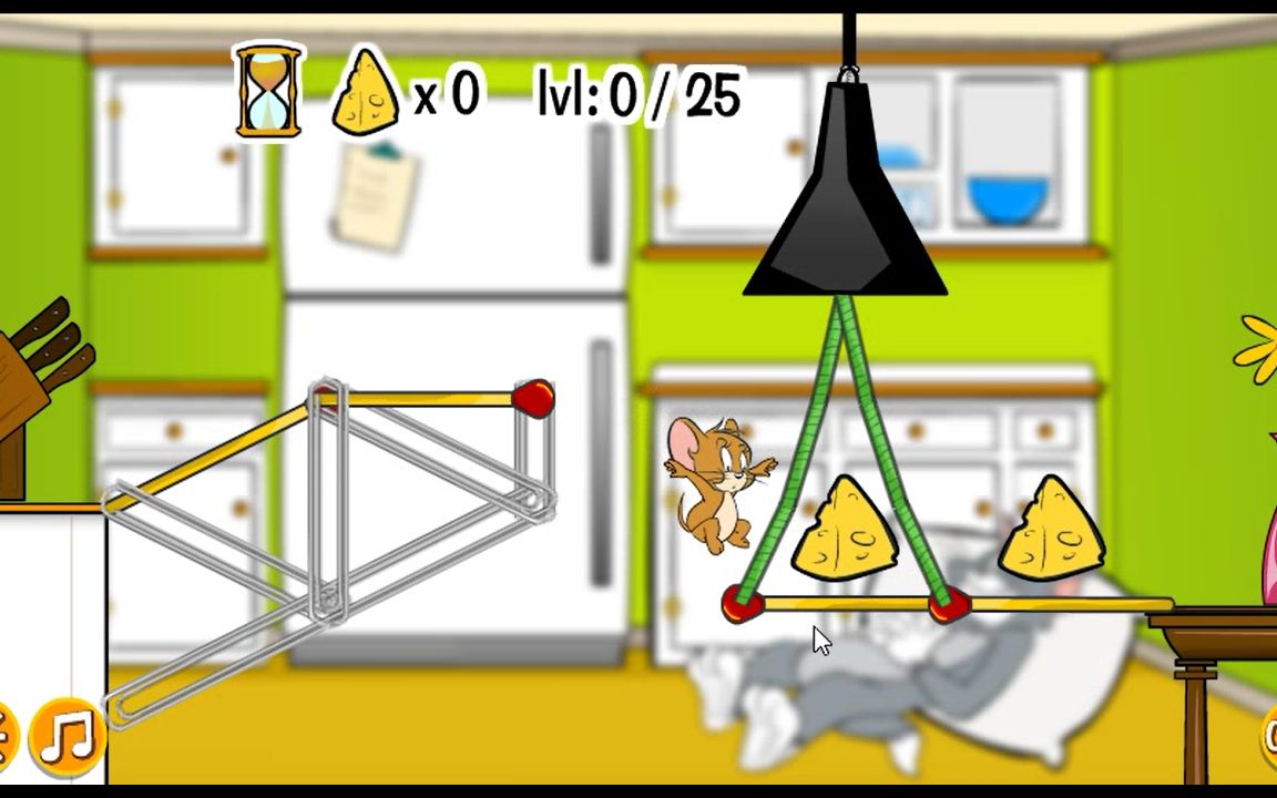 你很可能玩过的Flash小游戏!猫和老鼠搭桥--可能是最省材料的全关卡...