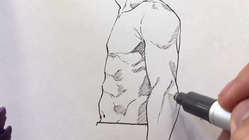 漫画中怎样用线条去表现侧面的男性人体!这个傻瓜教程一目了然!