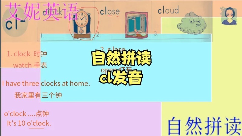 自然拼读精讲课,单词发音口语一起学,cl的发音和相关单词