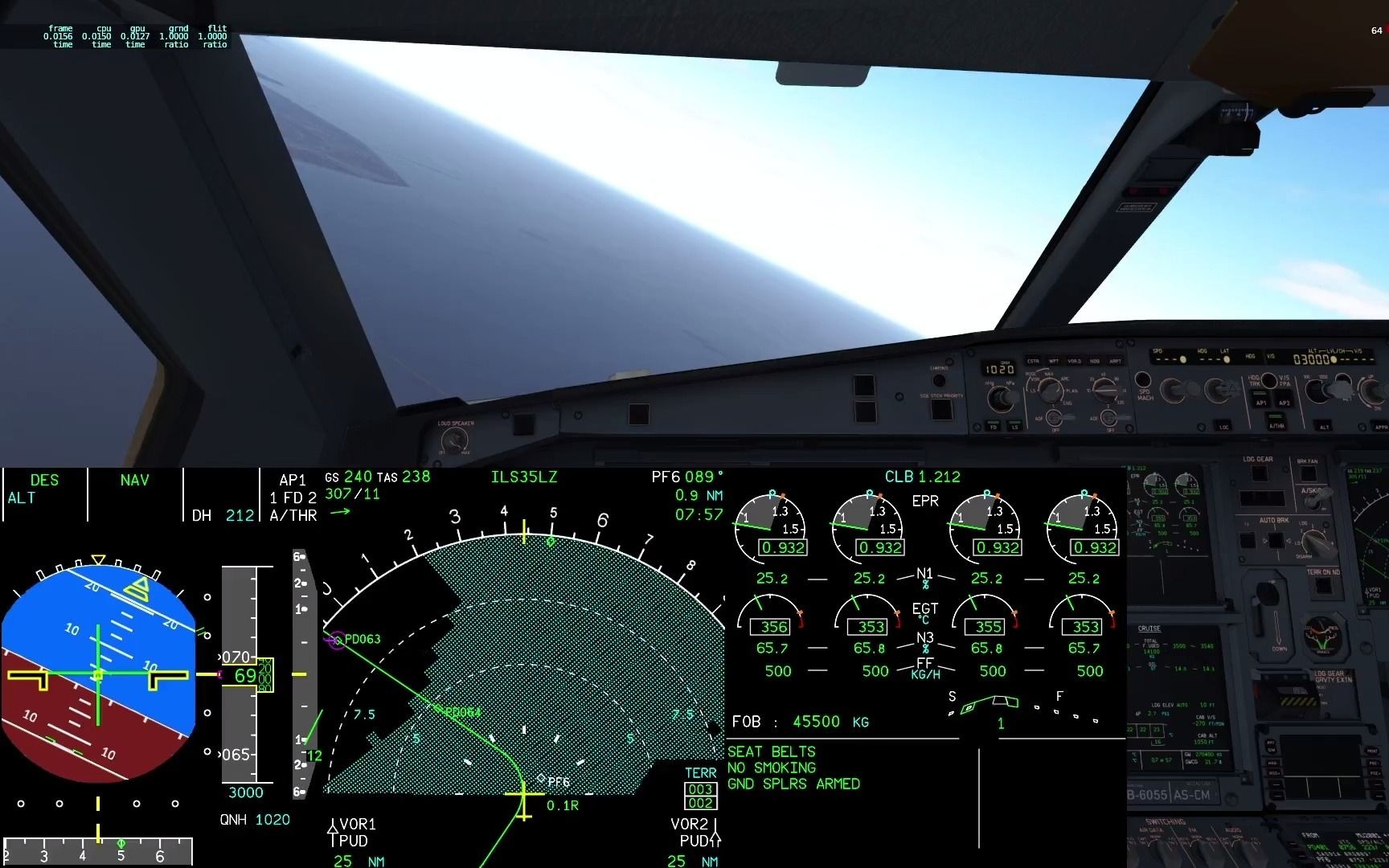 东航A340着陆上海浦东国际机场_模拟飞行