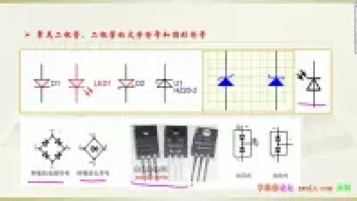 认识常见二极管、二极管的图形符号和文字符号