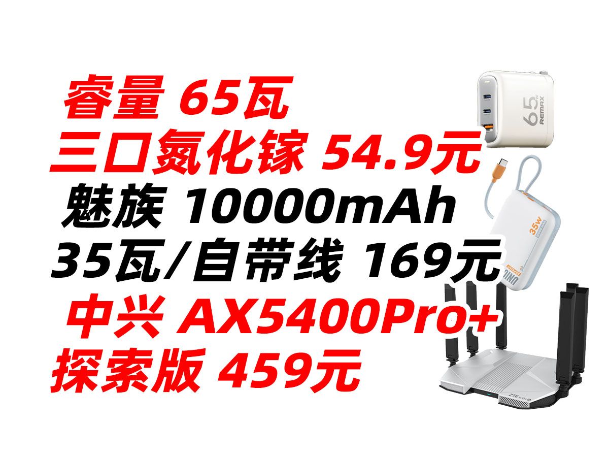 睿量 65W 氮化镓 充电器 充电头 中兴 AX5400Pro+ 探索版 电竞 游戏 ...