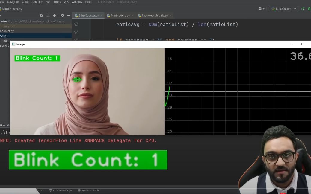【教程】眨眼计数器| OpenCV Python