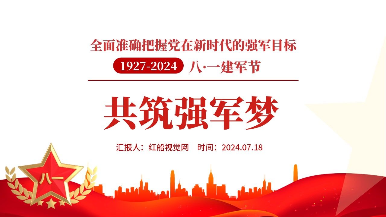 建军97周年 共筑强军梦 | 把握党在新时代的强军目标PPT