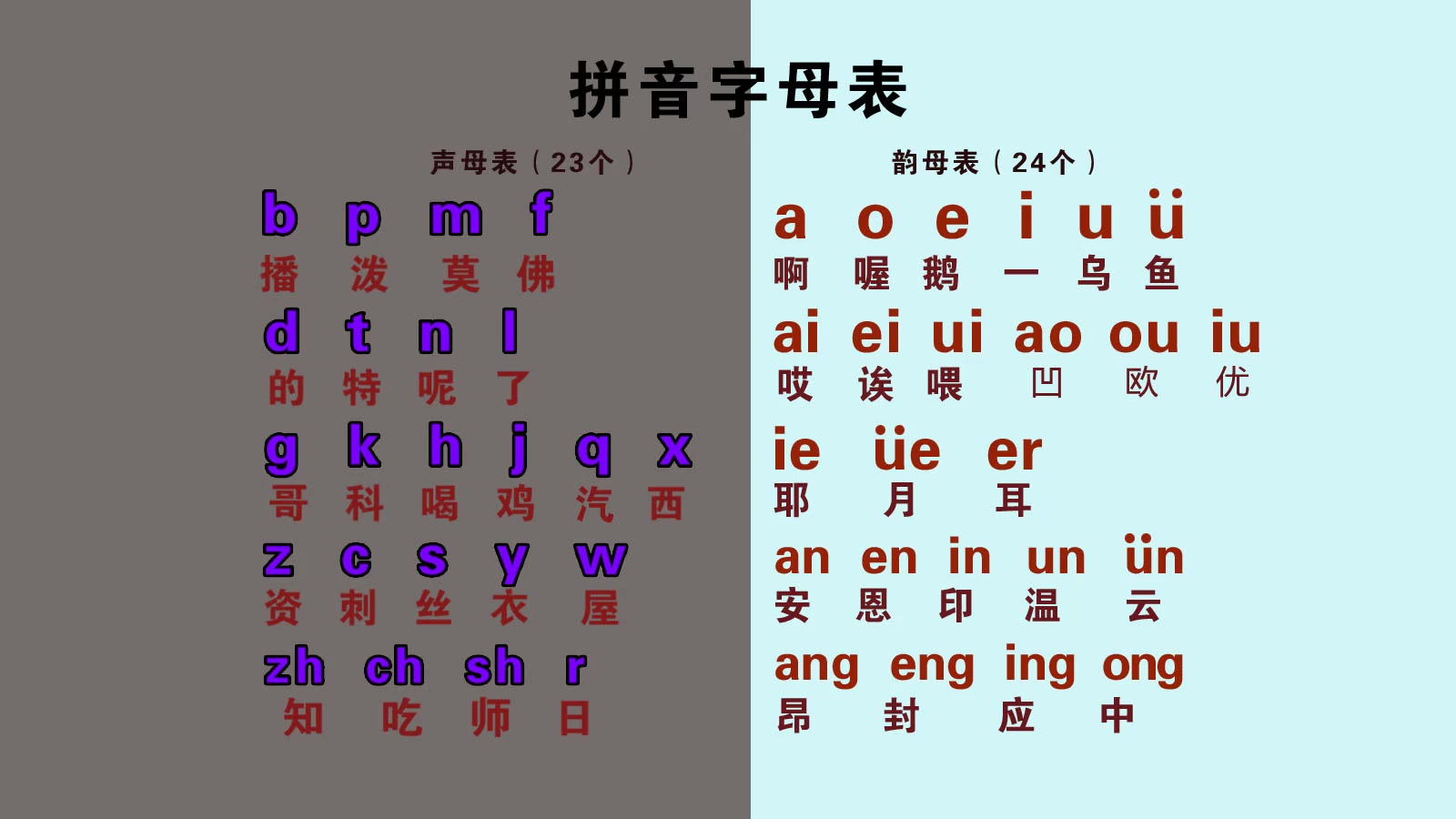 汉语拼音字母表零基础入门教学视频,整体认读音节、声母表韵母表