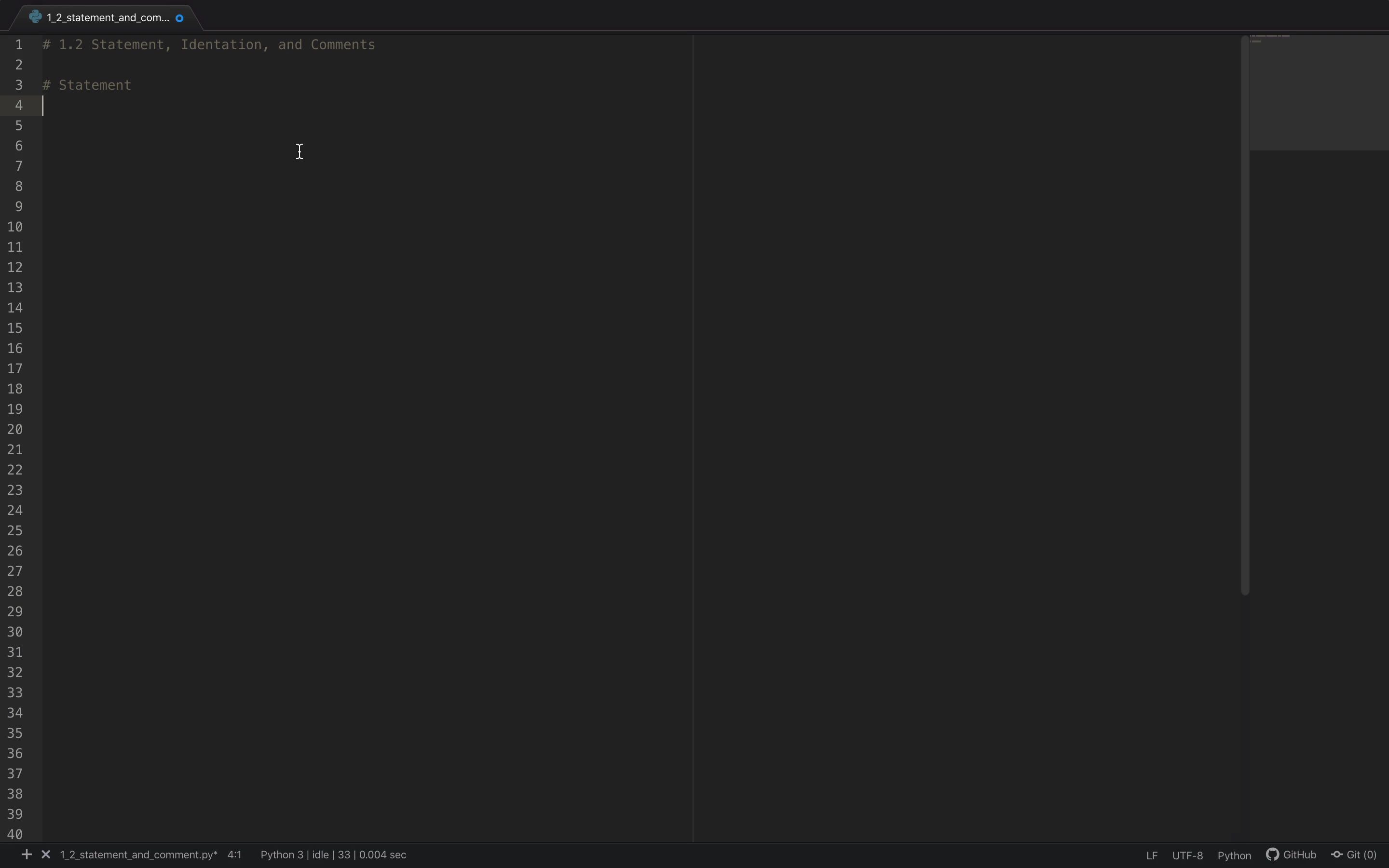 Python 1.2 Statement, Indentation, Comments