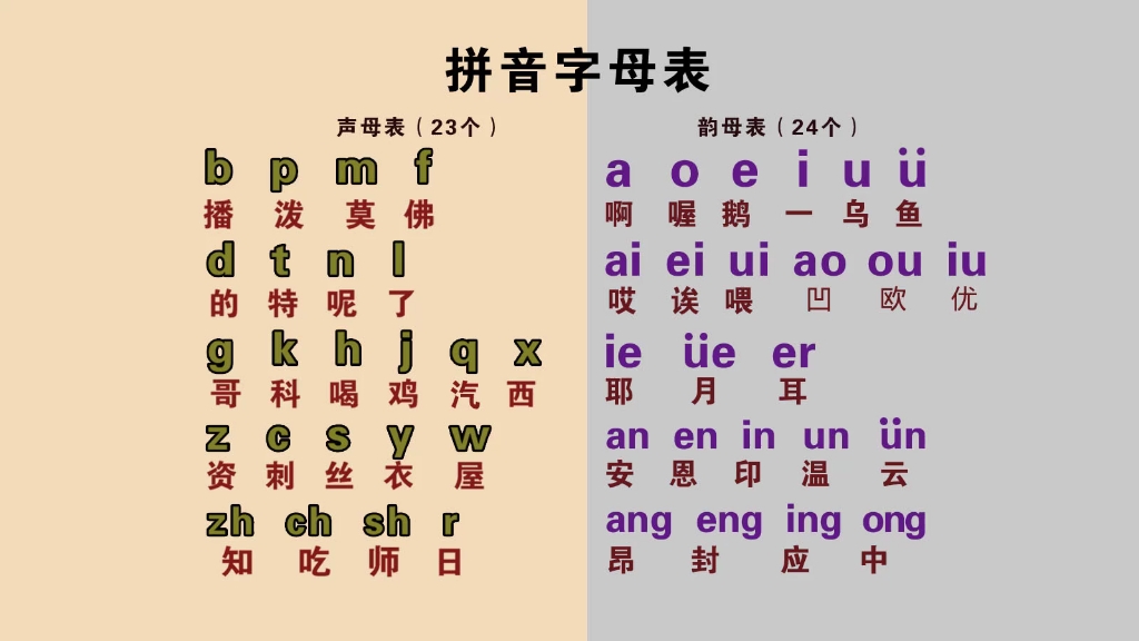 汉语拼音字母表零基础入门教学视频,整体认读音节、声母表韵母表