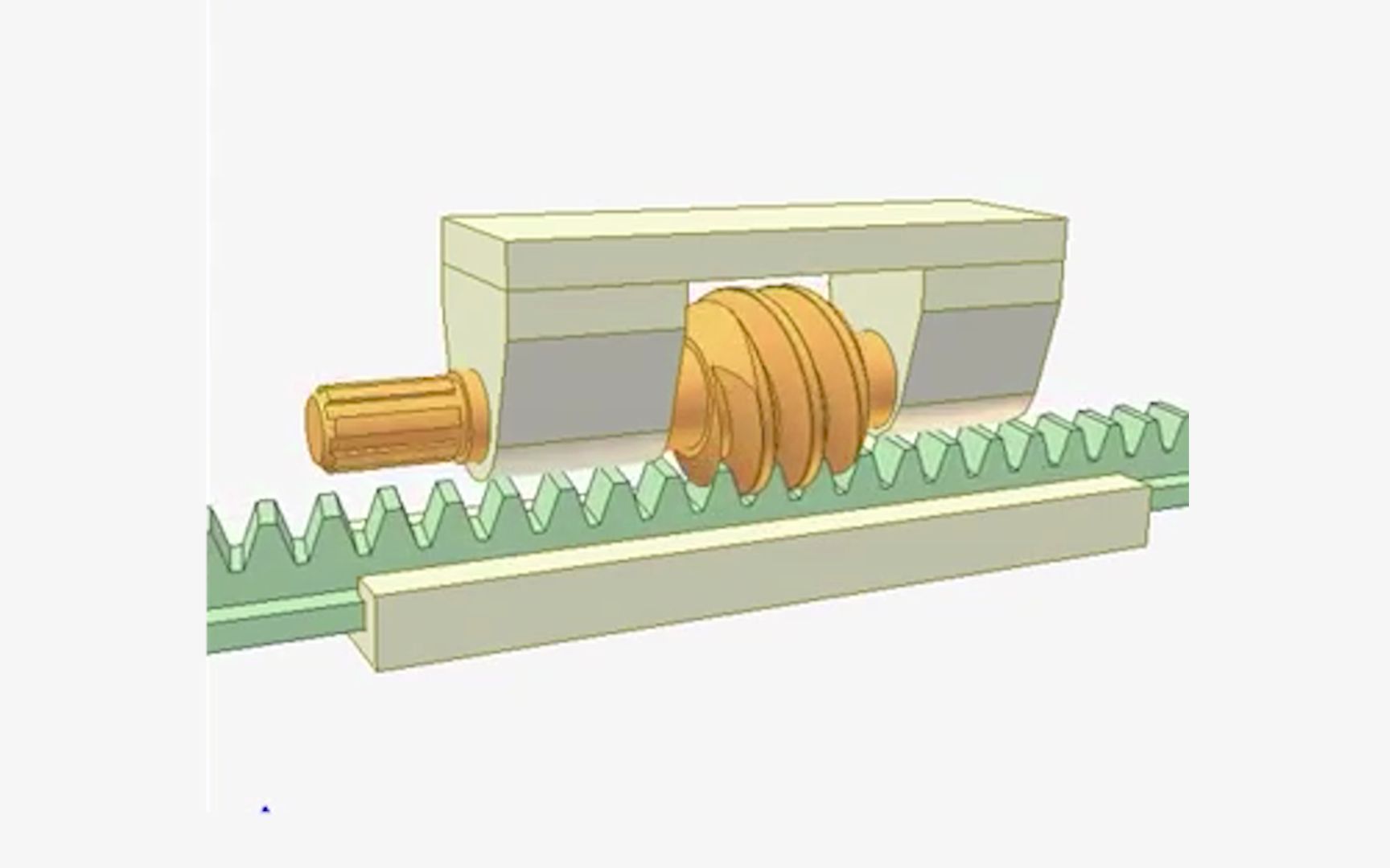 三维运动仿真:一种蜗杆齿条传动机构