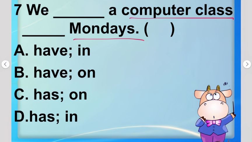 五年级英语have的用法have a class和on Monday用法讲解