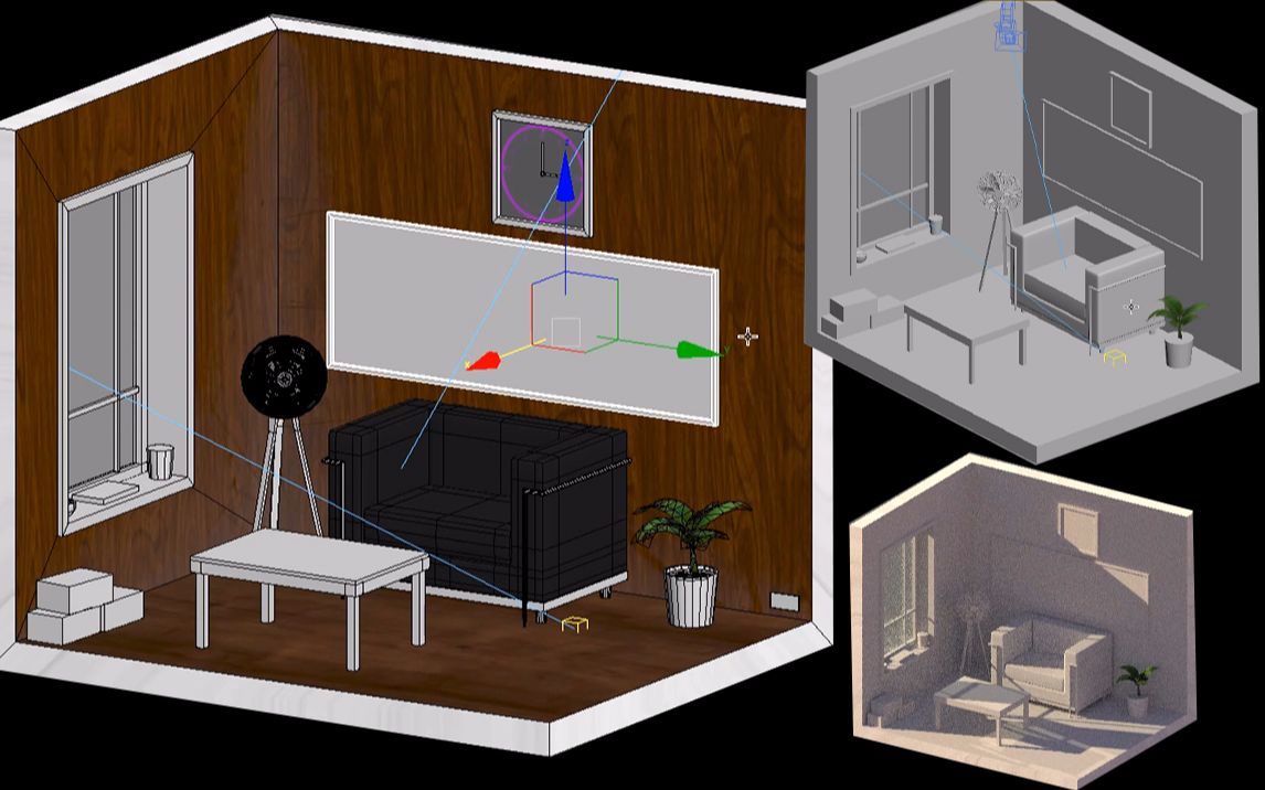 ...建模】简单家具茶几,风扇,室内等小装饰品模型建立,3dmax基础教程
