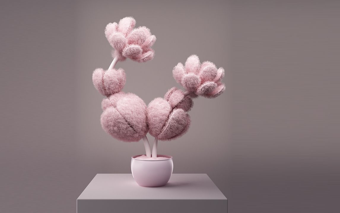 【C4D教程】用C4D教你做一个毛绒绒的花瓶,超简单的那种!