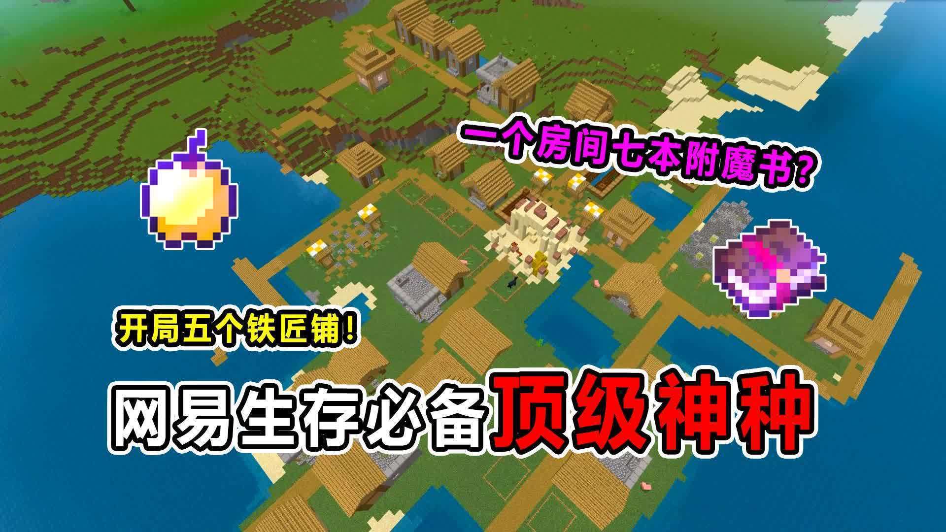 我的世界生存必备顶级神种!一个房间竟有7本附魔书!史无前例~!