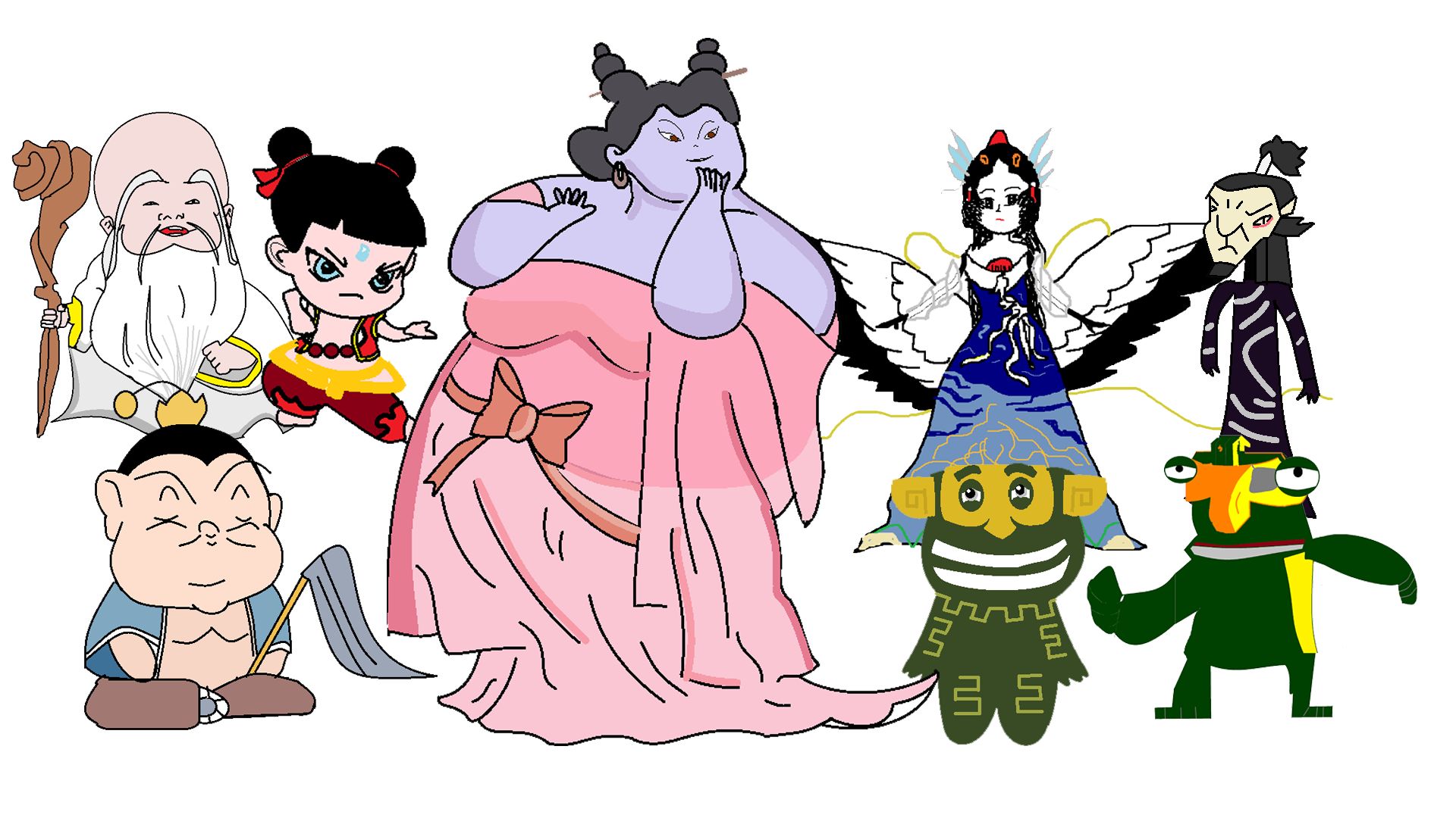 【小学电脑社团作品】哪吒2角色鼠绘 (每1-2个学生分配一个角色)(小学...