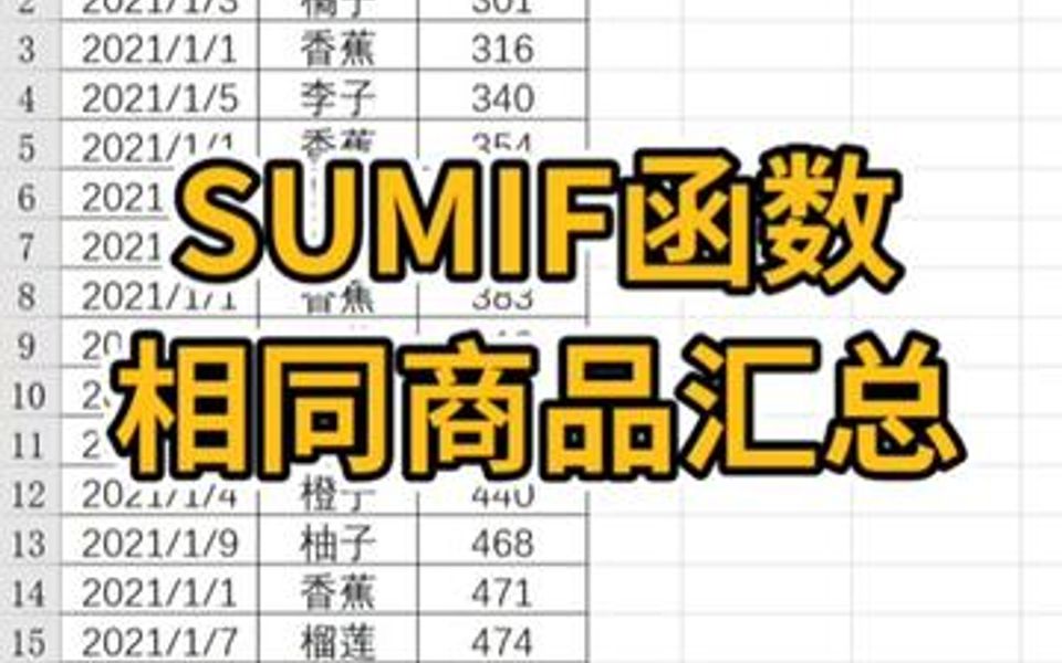 SUMIF函数相同商品汇总