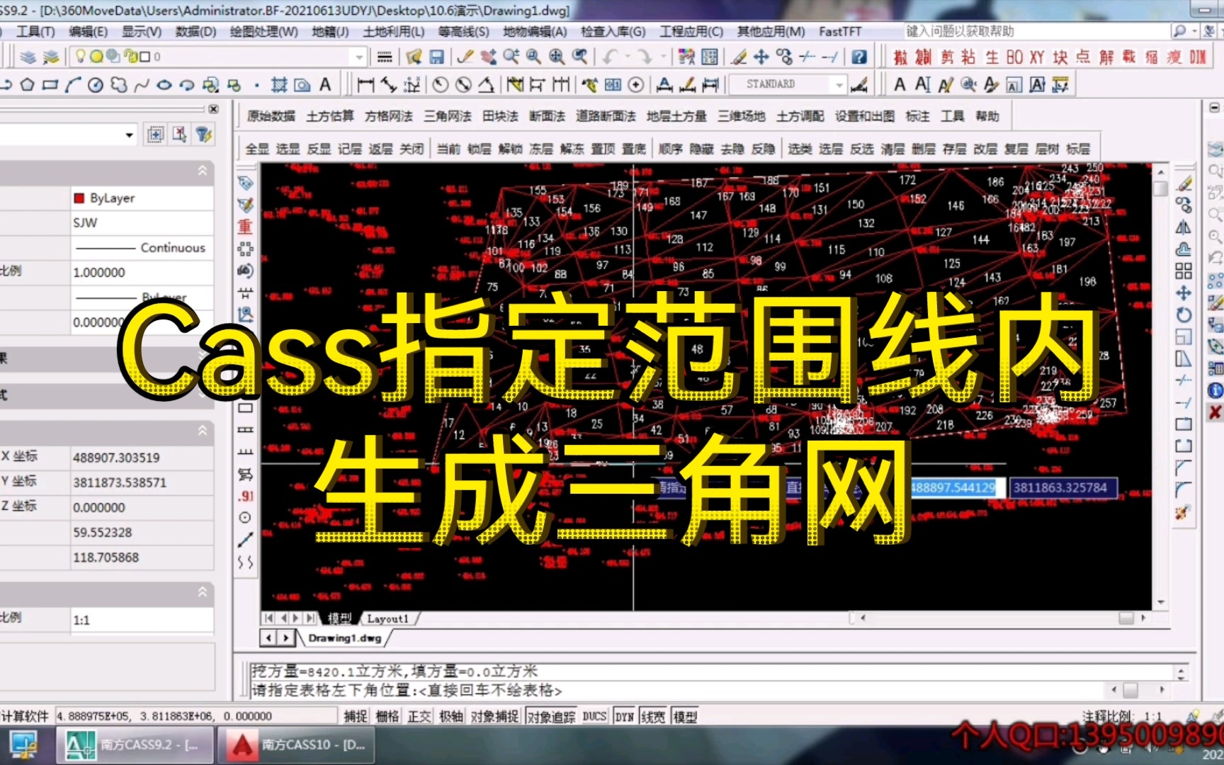 Cass指定范围线内生成三角网