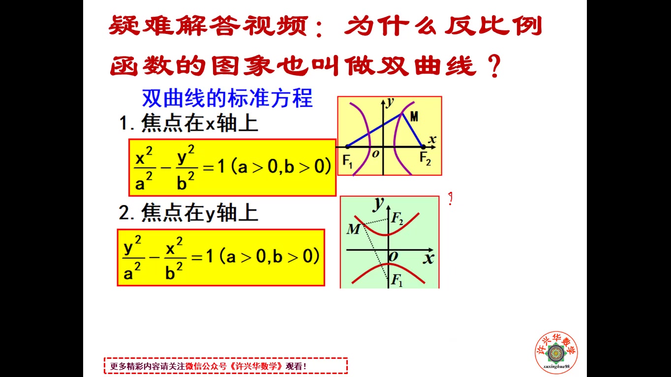 疑难解答视频:为什么反比例函数的图象也叫做双曲线?(许兴华数学)
