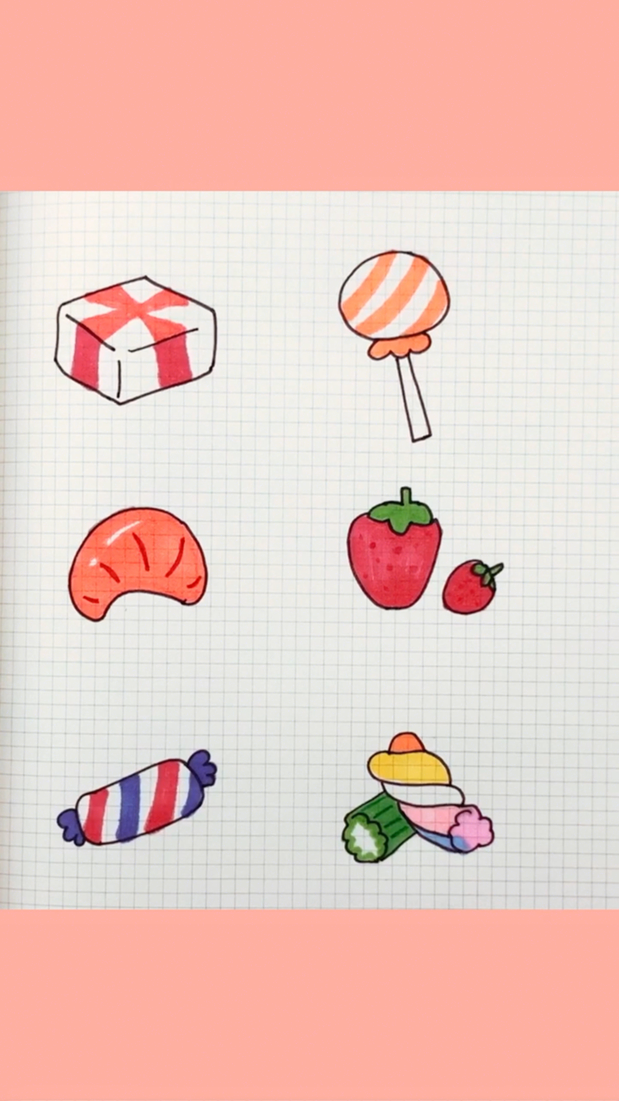 100天简笔画教程| 用方形和⭕️画糖果,再学不会我把手寄过去 @视频...