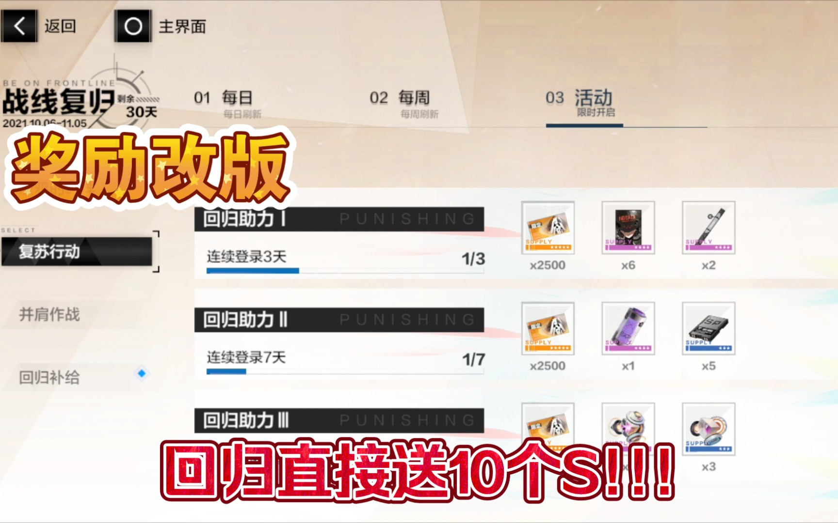 [战双帕弥什]新版回归奖励一览,扩充多的券领到手软