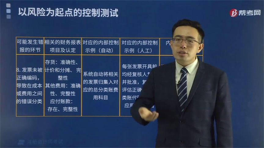 帮考网孙超凡老师讲发票未被正确编码导致出错的怎么做内控测试?