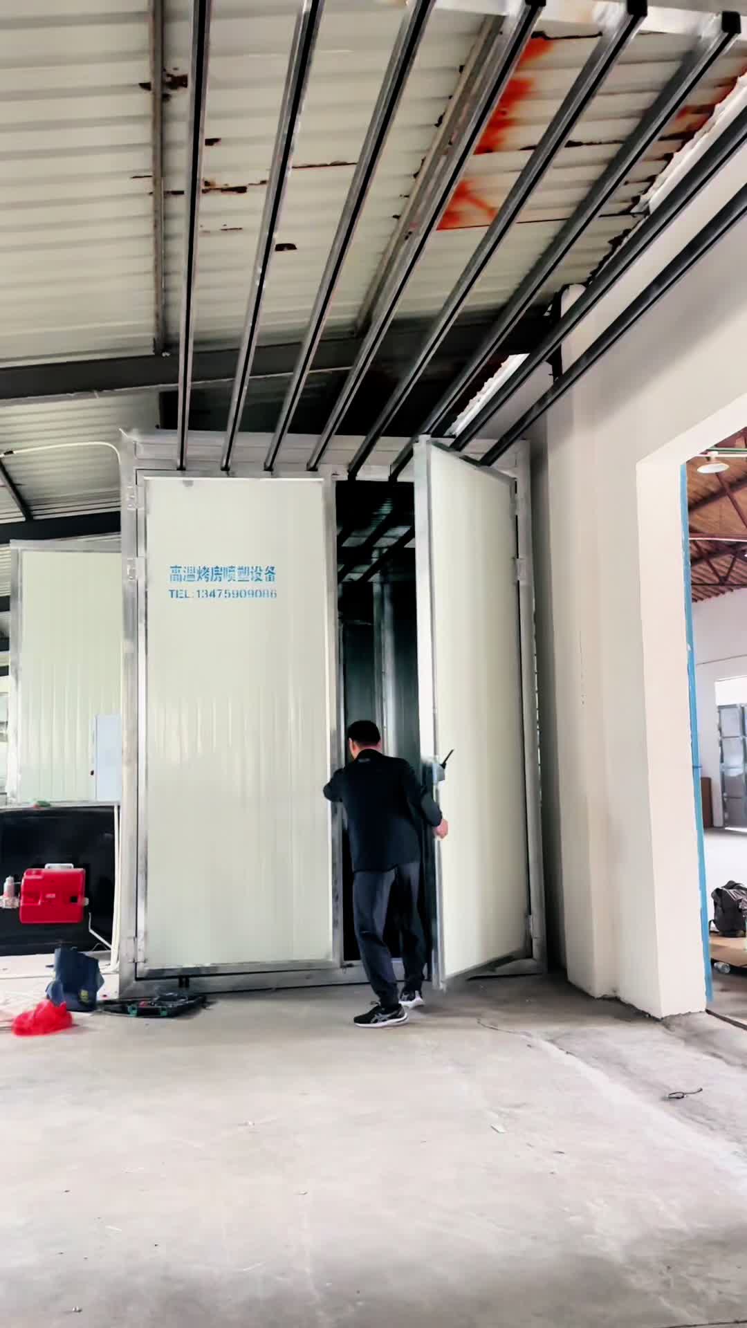 铁艺铝艺护栏大门标牌标识广告字喷塑专用燃气高温烤房喷塑设备 #...