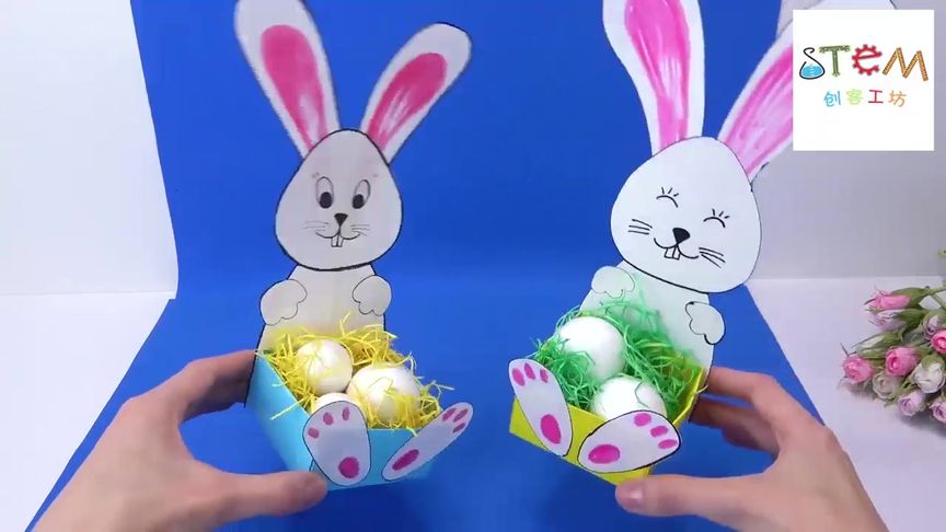 幼儿园简易手绘画手工DIY漂亮的小兔子