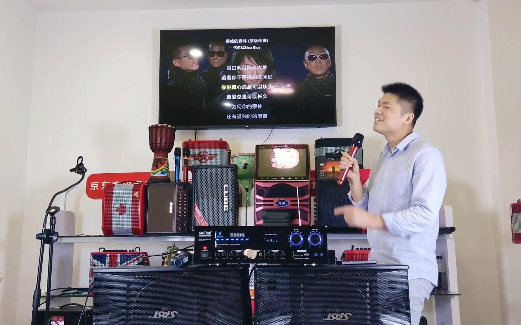 一对10寸喇叭加功放效果器组建家庭KTV,2000多块做出万元效果