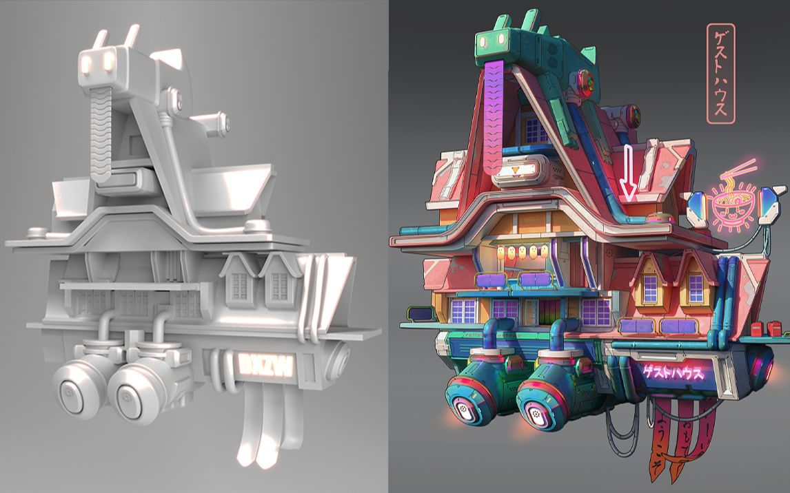 【maya建模】次世代场景建模教学,从拉box到简单模型渲染