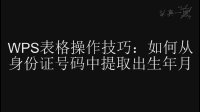 WPS表格操作技巧: 如何从身份证号码中提取出生年月