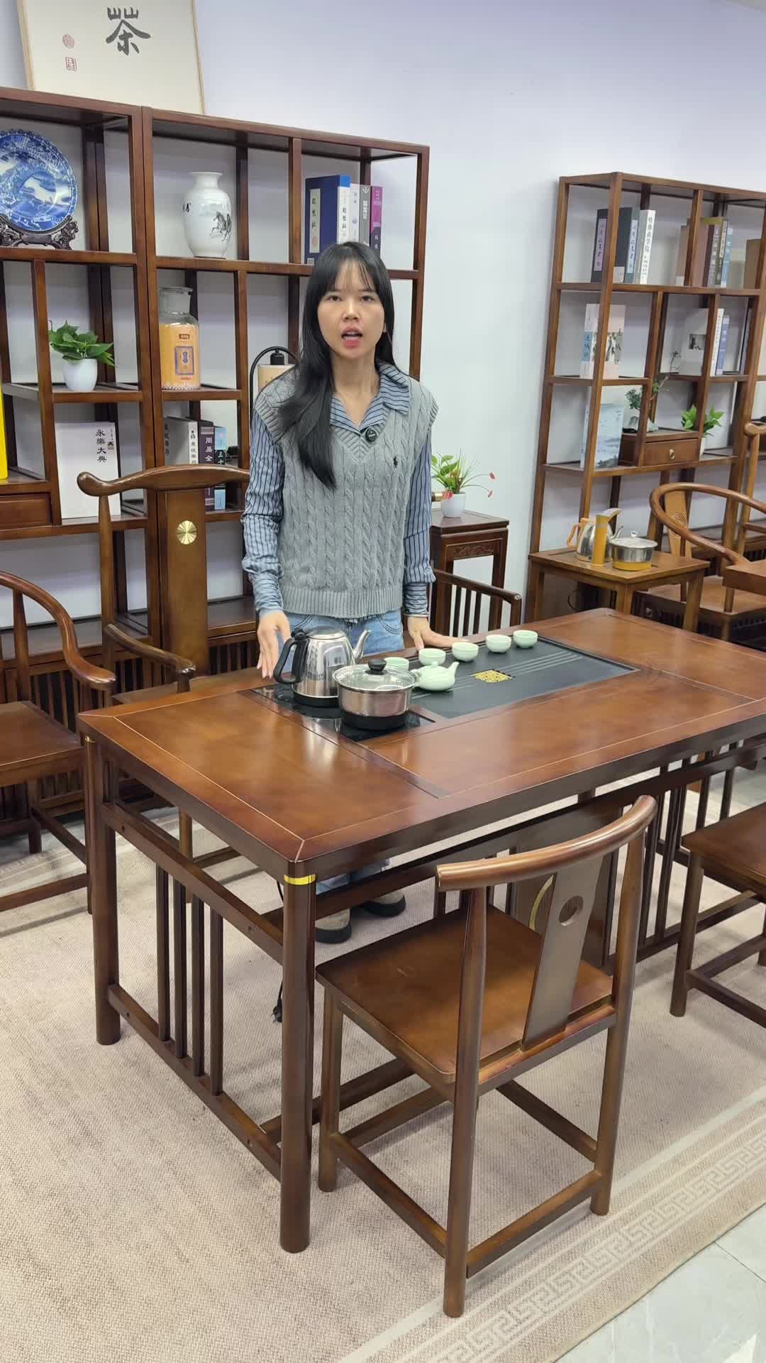 哎老板,这张实木茶桌真好看 #茶桌茶台 #实木茶桌 #茶空间 #茶室 #...