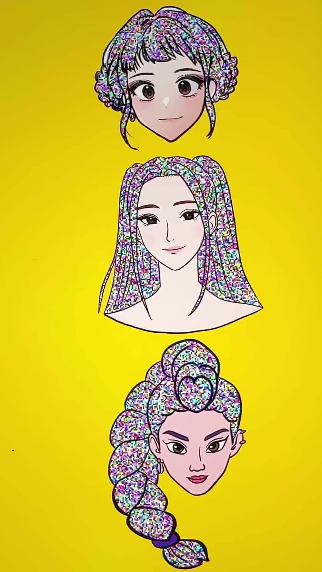 卡通发型手绘展示