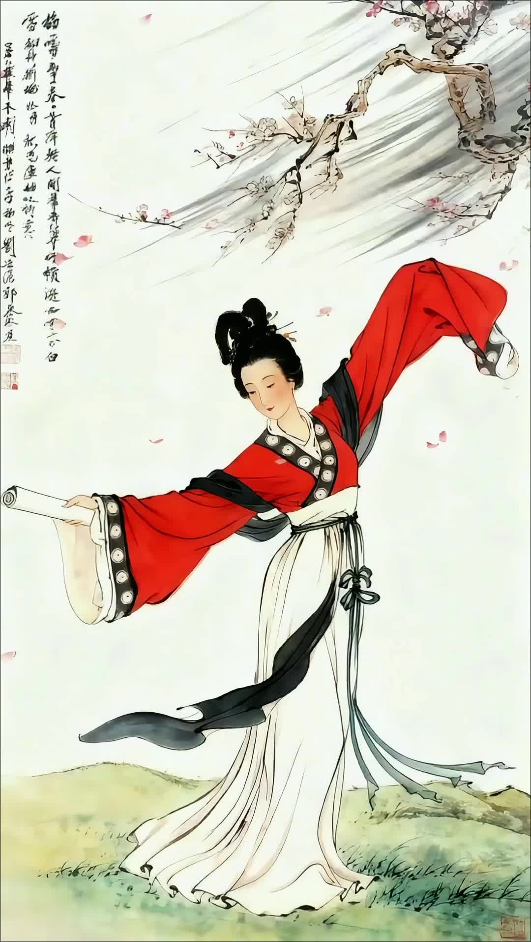 #热门 即梦AI创作绘画古画中仕女古装舞蹈视频作品(15000) ,古画中...