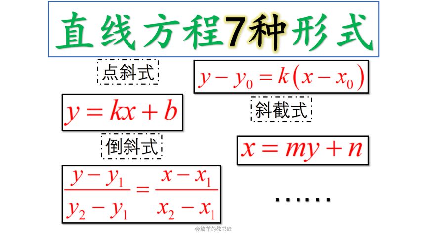 [高中数学]直线方程的7种形式