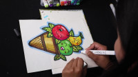 马克笔儿童画,给你画一幅好看的彩色的水果冰淇淋画,跟着我一起画