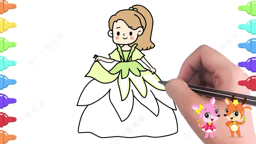 幼儿早教绘画教程,学画高贵优雅的小公主,简单漂亮的人物简笔画