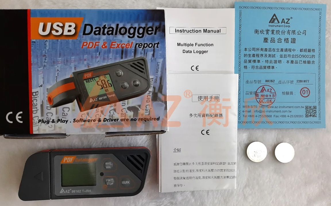 【开箱体验】AZ衡欣 88162 多次温湿度记录器(USB介面)